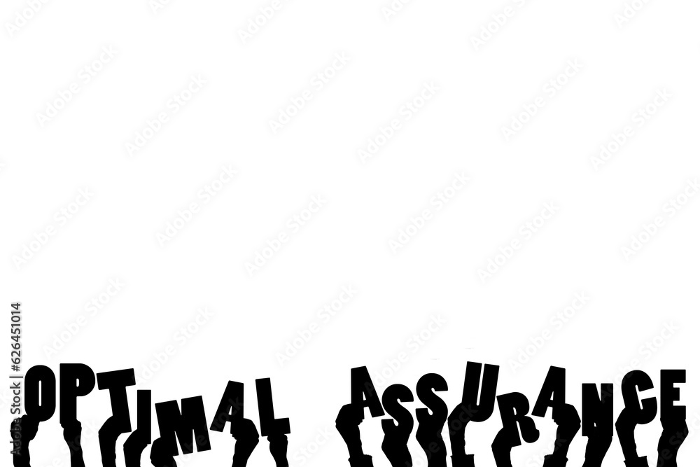 Digital png silhouette image of hands holding optimal assurance text on ...