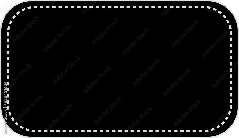 Digital png illustration of blank black label with white stitched edge ...