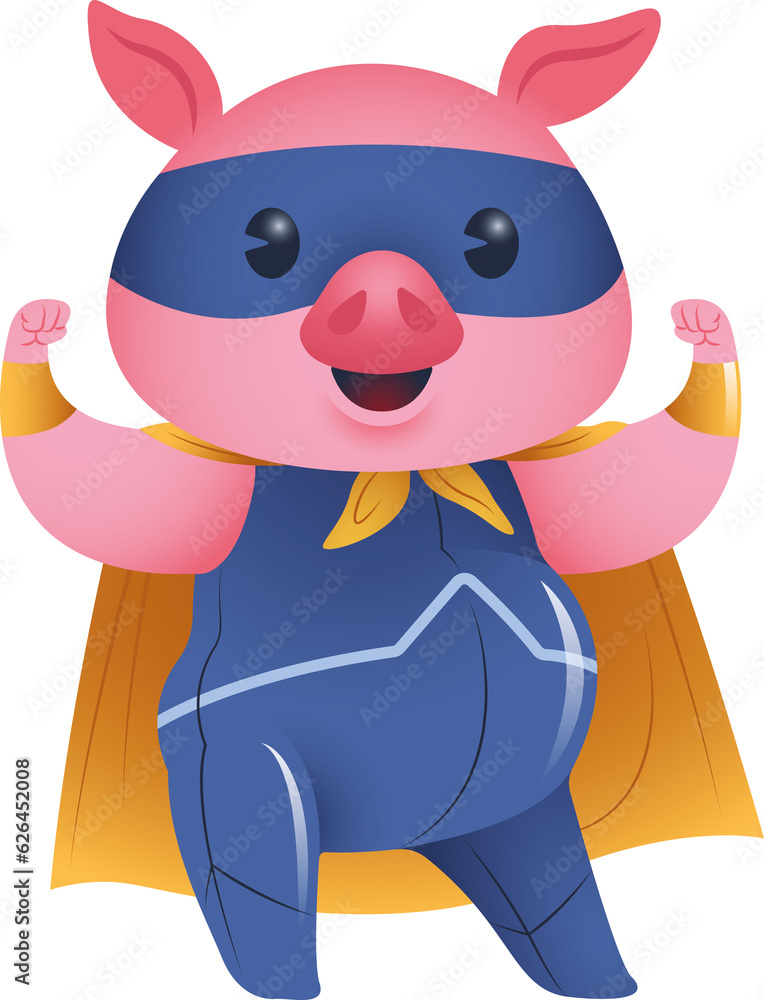 Digital png illustration of pig in superhero costume on transparent ...