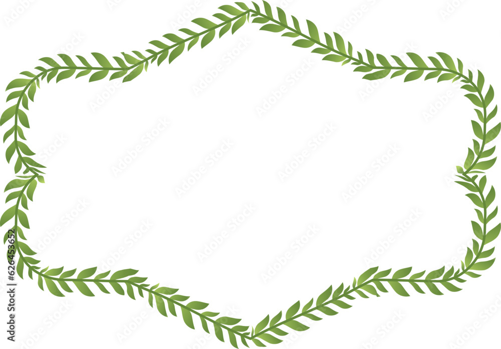 Rectangle shape leaves frame green leaf wreath frame botanical branches ...