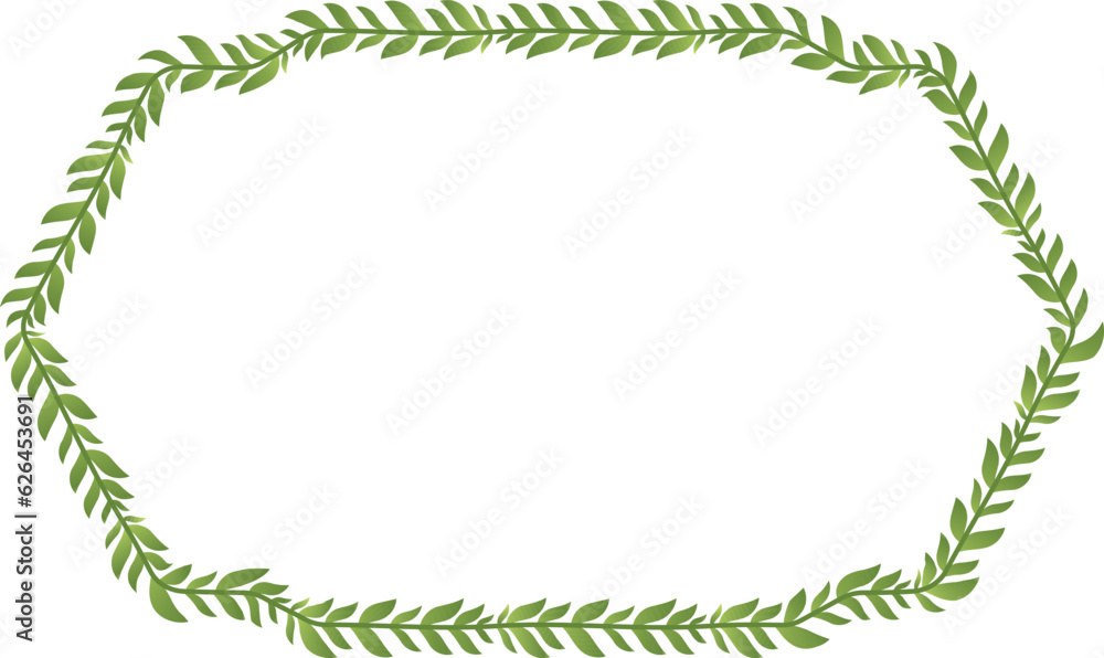 Rectangle shape leaves frame green leaf wreath frame botanical branches ...