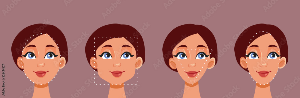 Women with Different Face Shapes Vector Beauty Concept Illustration ...