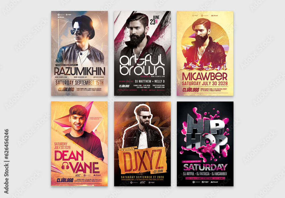 DJ Club Flyer Layouts Stock Template | Adobe Stock