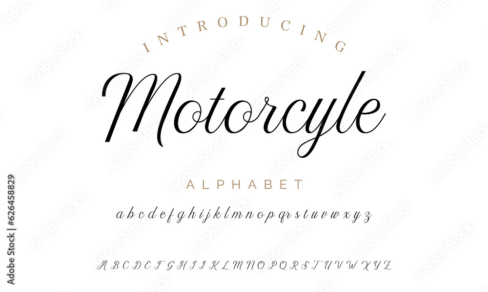Vetor de Motorcycle signature font alphabet vector illustration ...