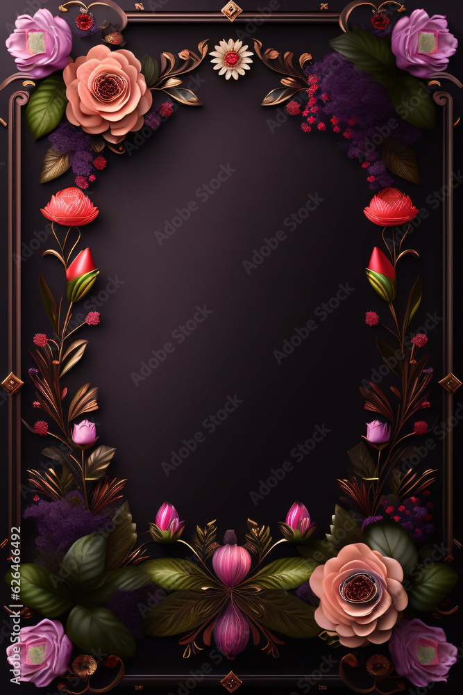 Royal invitation card with flower border Stock Illustration | Adobe Stock