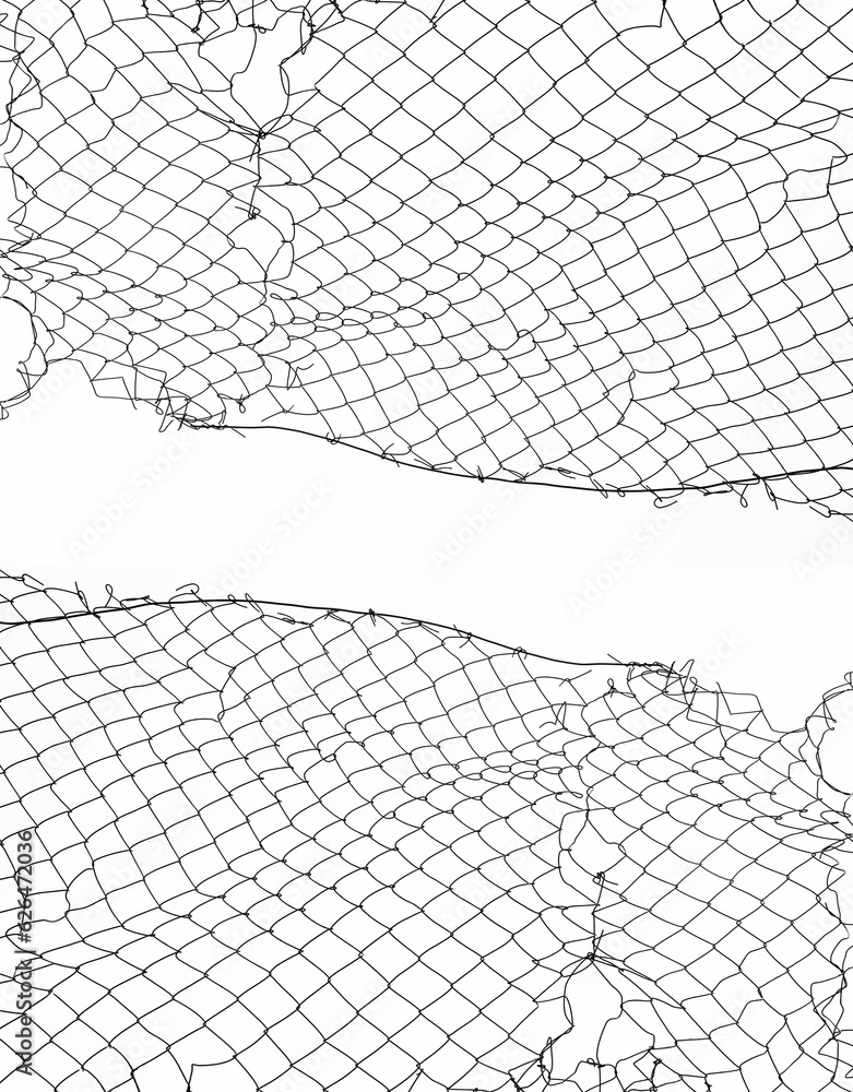 Wire fence or metal net on sunset background. isolated on white ...