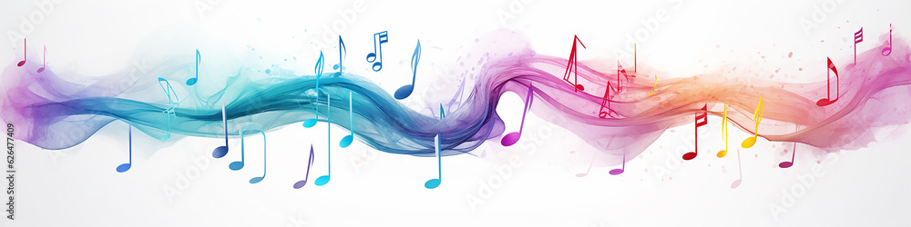abstract musical long narrow background with notes watercolor. Stock ...