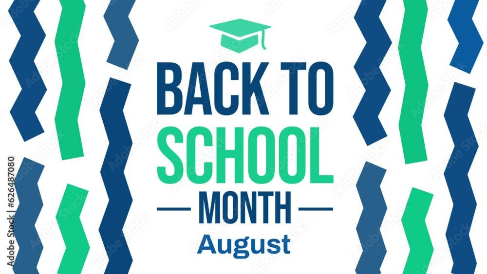 August is back to School month, background design Animation 4K with ...