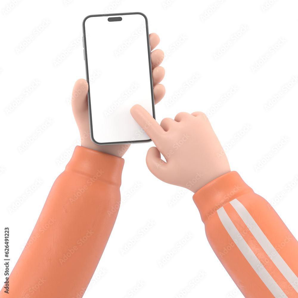 Transparent Backgrounds Mock-up.3d skinned hand touching smartphone ...