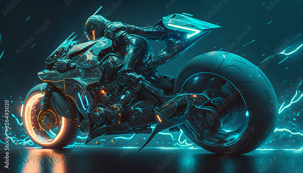 High speed bike, futuristic bike,.Generative AI. Stock Photo | Adobe Stock