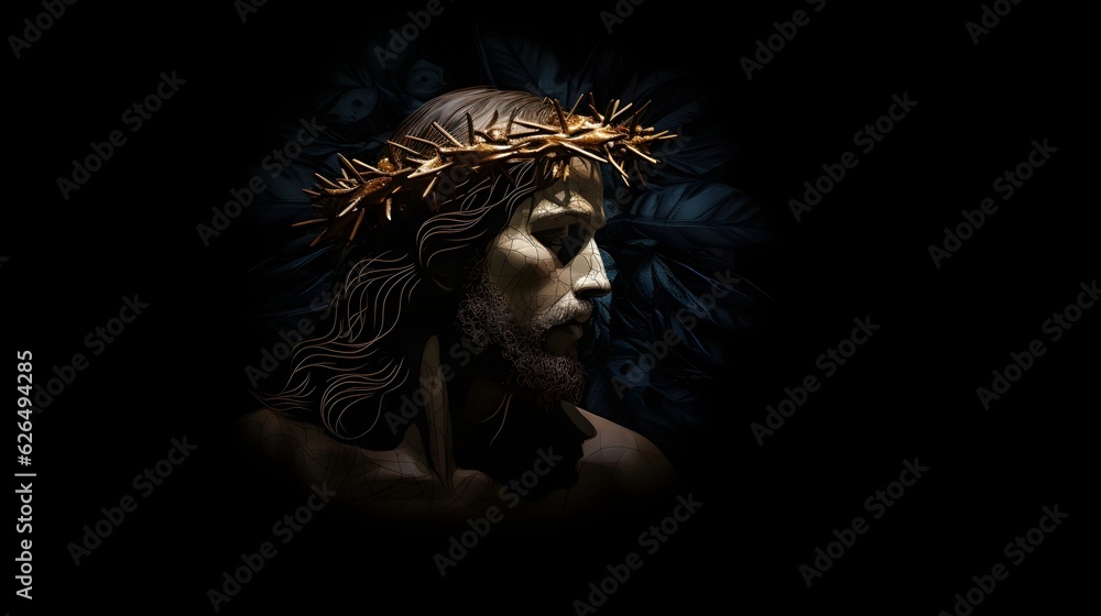 Jesus with wreath noise blur realistic silhouette face straight and ...