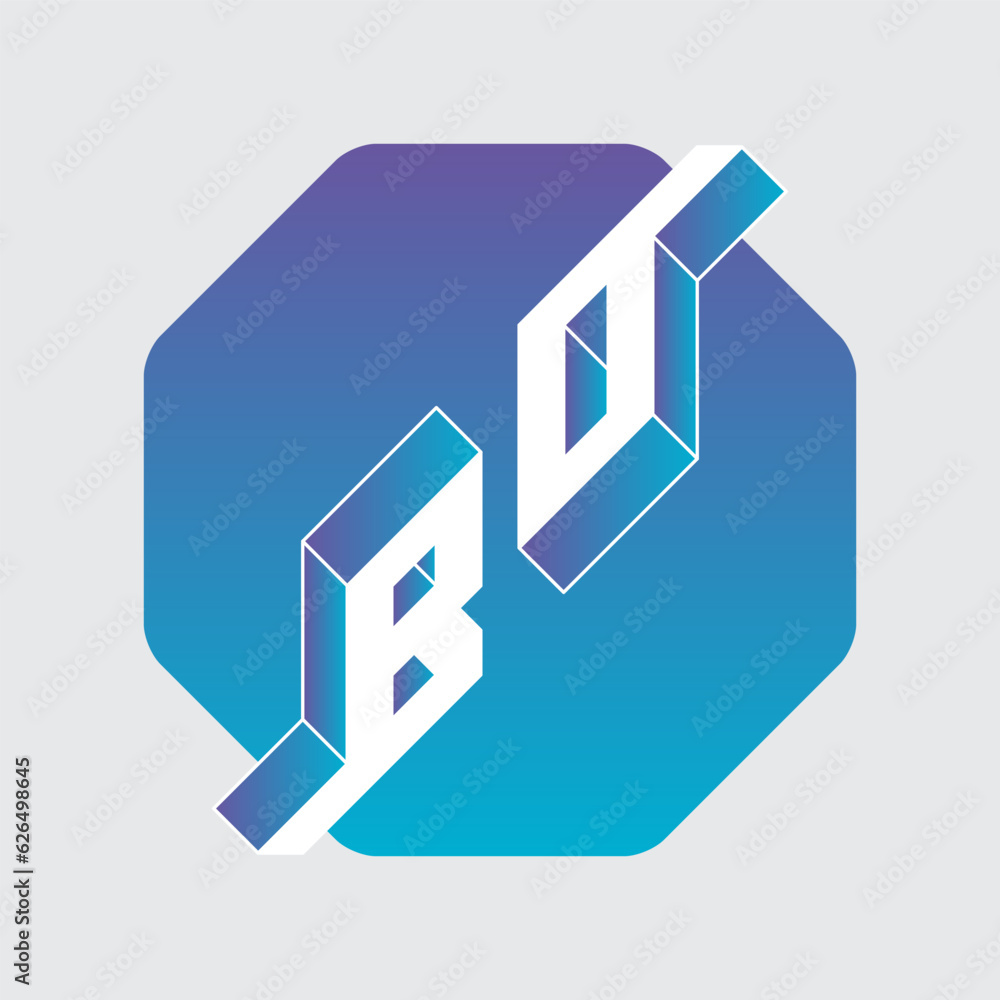 B and O - Monogram or logotype. Isometric 3d font for design. Volume ...
