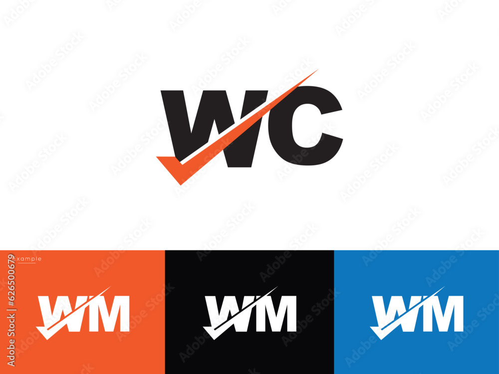 Minimalist WC Logo Letter, Modern Wc Checkmark Logo For You Stock ...