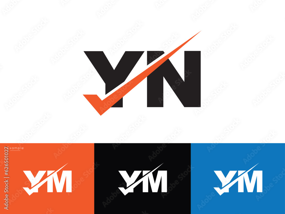 Geometric YN Checkmark Logo, Monogram Yn Modern Logo Letter Design ...