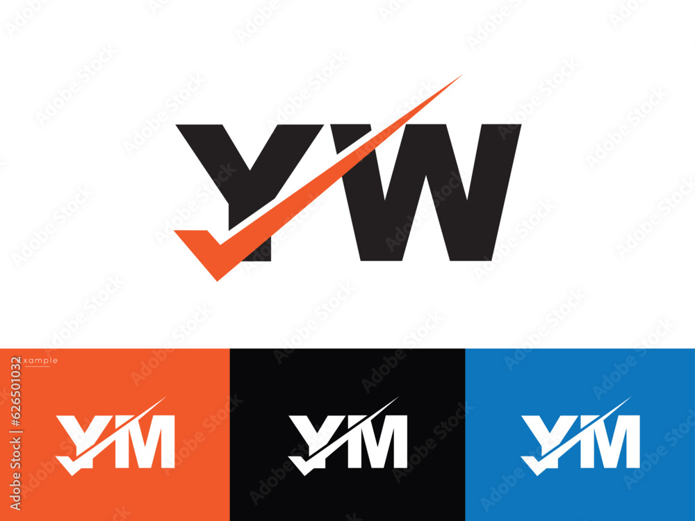 Geometric YW Checkmark Logo, Monogram Yw Modern Logo Letter Design ...