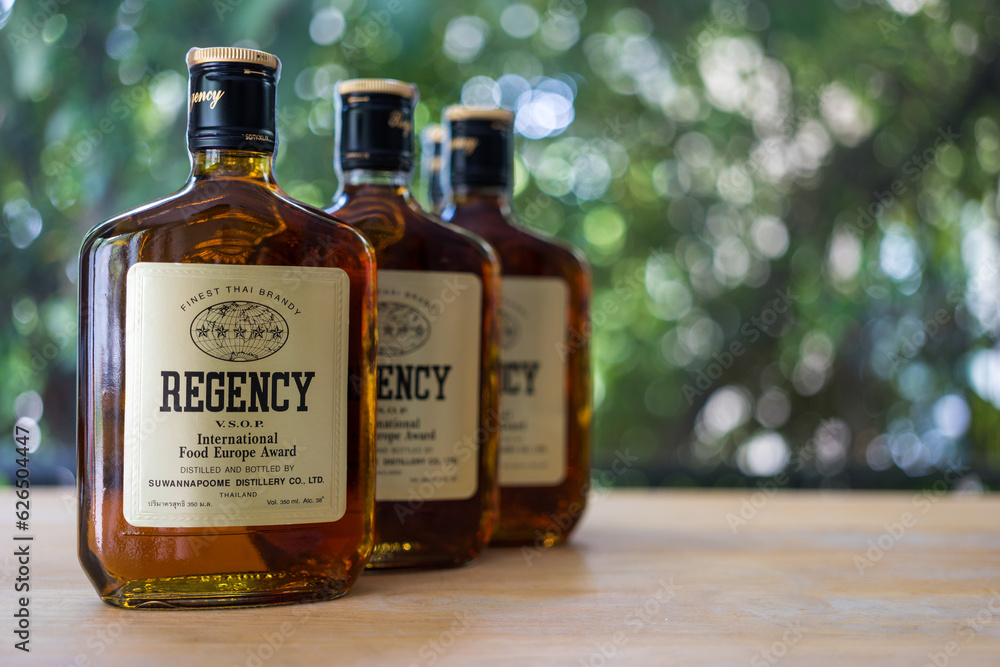 Bangkok, Thailand - July 23, 2023 : Front view a group of Regency Thai Brandy. Stock Photo ...