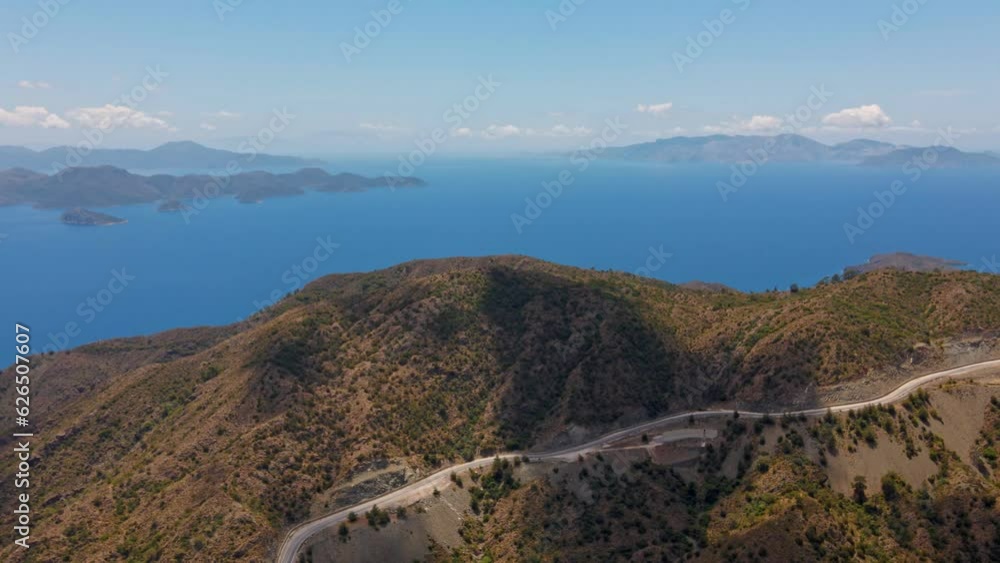 aerial drone footage of beautiful scenic landscape of Marmaris ...