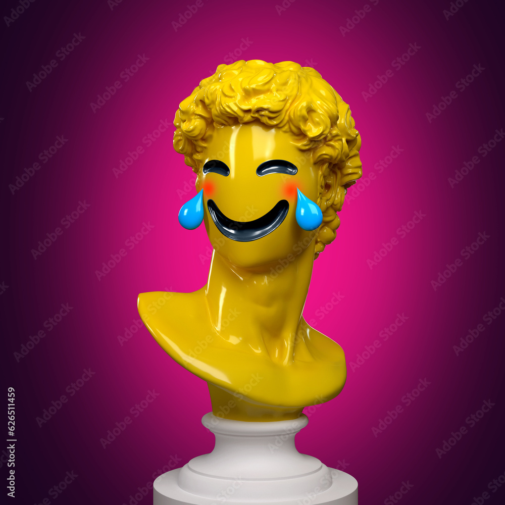 Abstract concept illustration from 3D rendering of faceless yellow ...