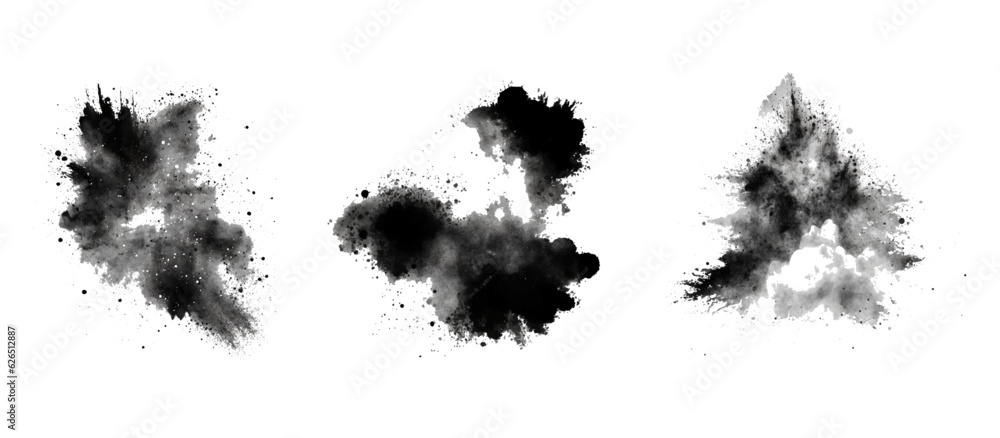 black vibrant paint black powder explosion with dark colors isolated ...