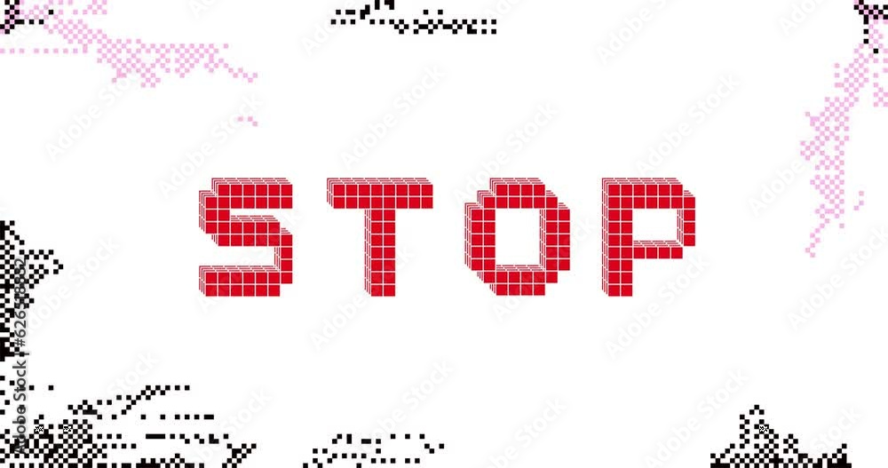 Pixel retro text Stop for games, 8 bit Stop animation, video footage ...