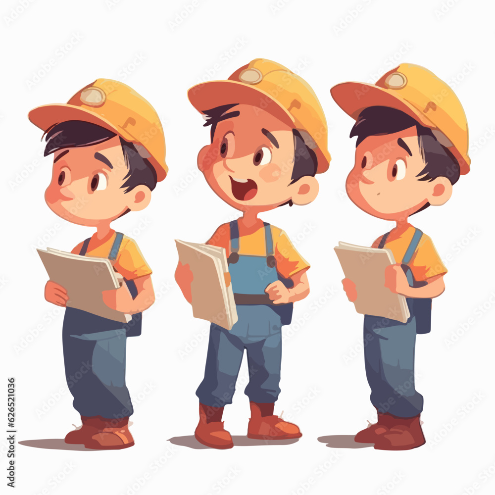 Cartoon of a boy with construction outfit, vector illustration, young ...
