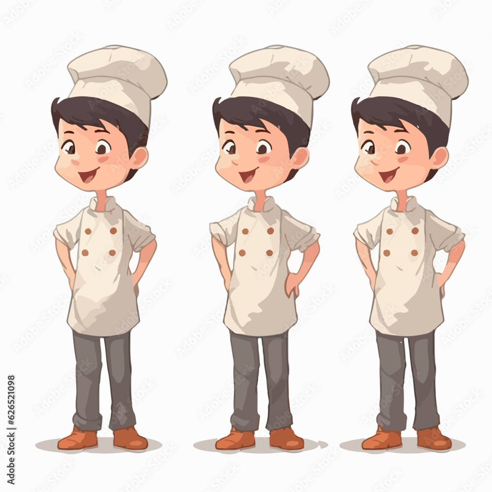Cartoon of a boy in chef outfit, vector illustration, little child ...