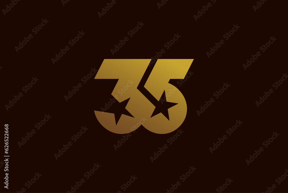 Number 35 Logo, Monogram number 35 formed from the infinity symbol with ...