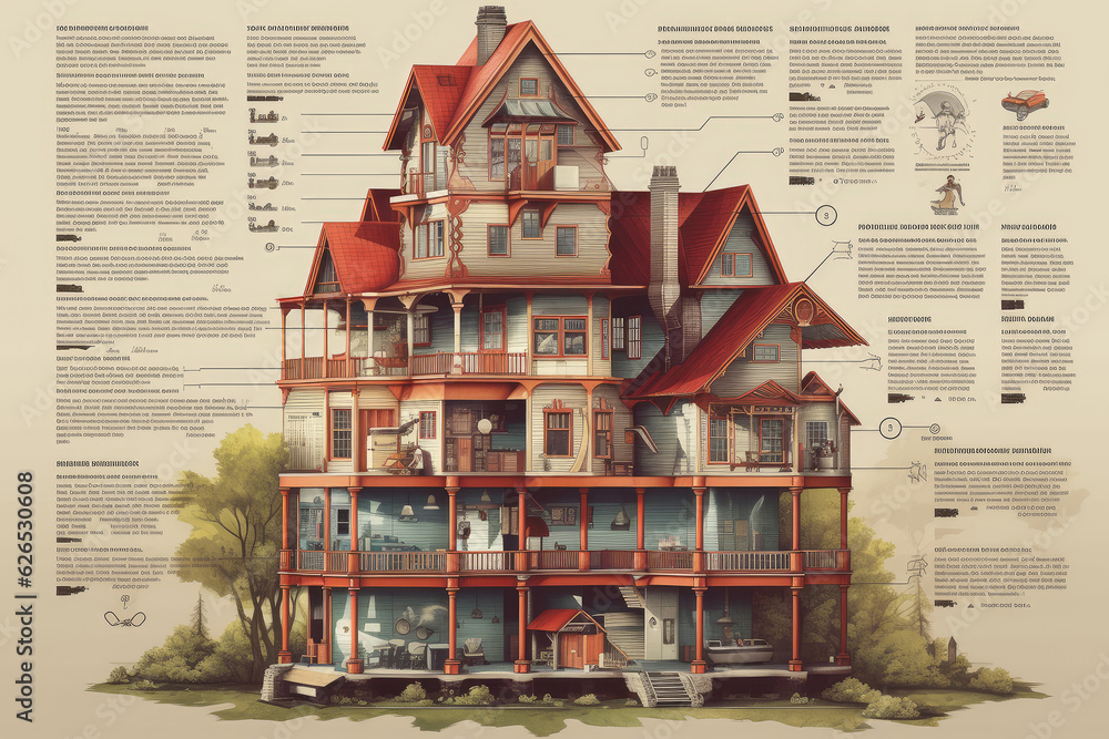 Detailed Infographic of House Building Full Details Anatomy extreme ...