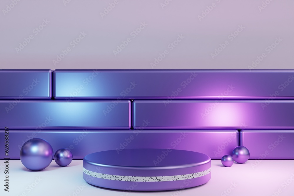 3d background Glossy products display metalic podium scene with ...