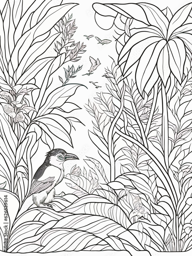 Explore the Rainforest: Printable Rainforest Adventure Coloring Page ...
