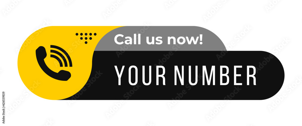 Call us now icons vector. Black and yellow color. Template for phone ...