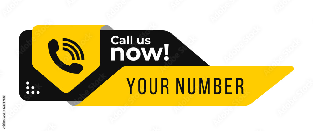 Call us now icons vector. Black and yellow color. Template for phone ...