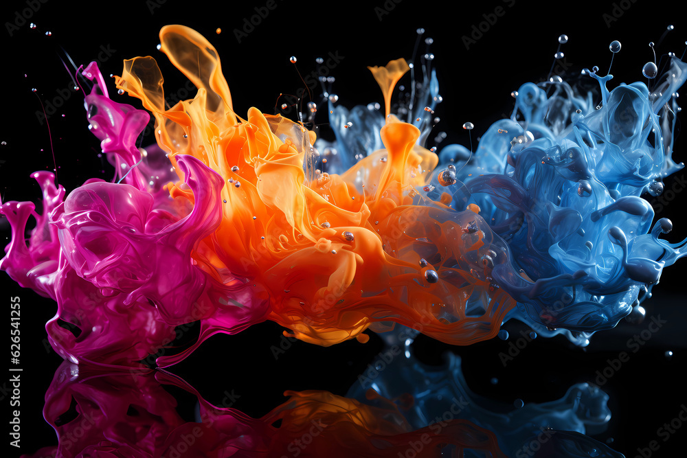 high - speed photography image capturing the moment of a neon - colored ...