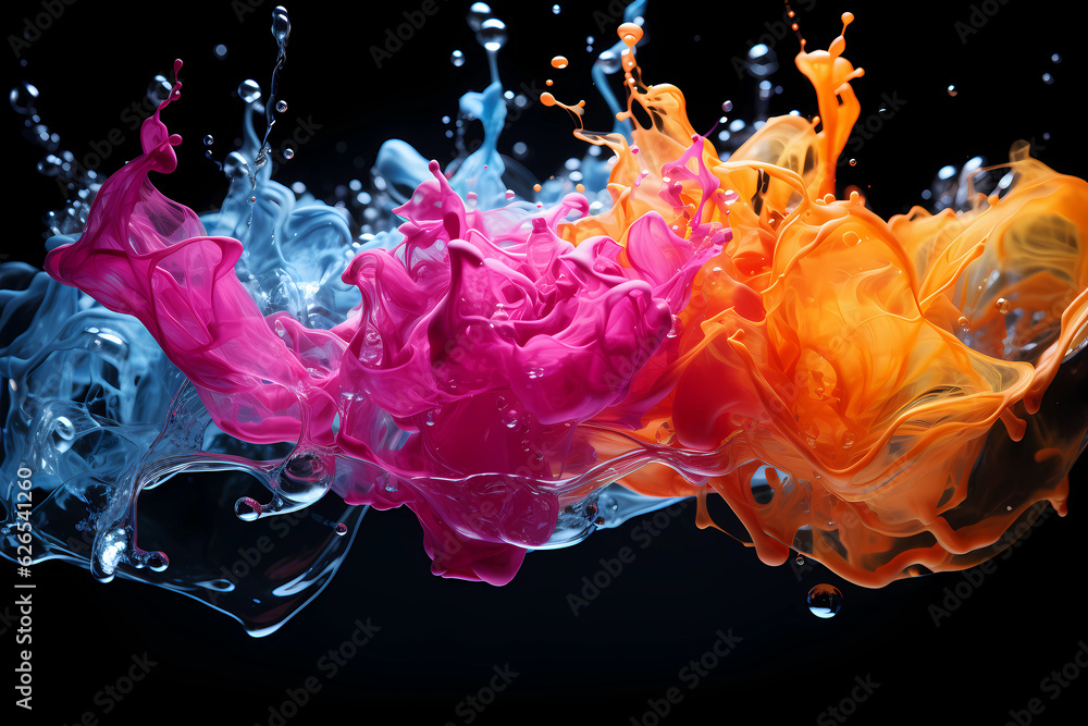 high - speed photography image capturing the moment of a neon - colored ...