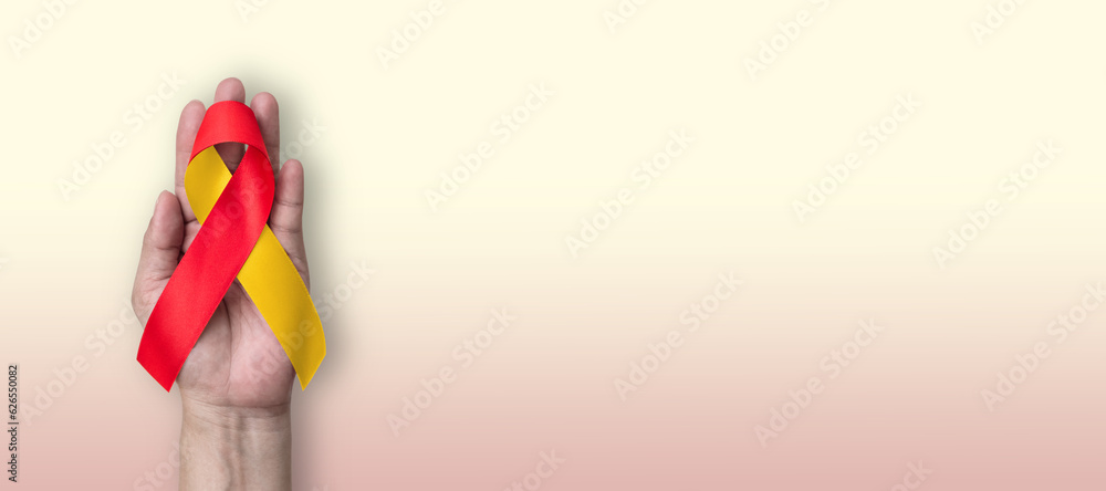 World hepatitis day and HIV/ HCV co-infection awareness with red yellow ...