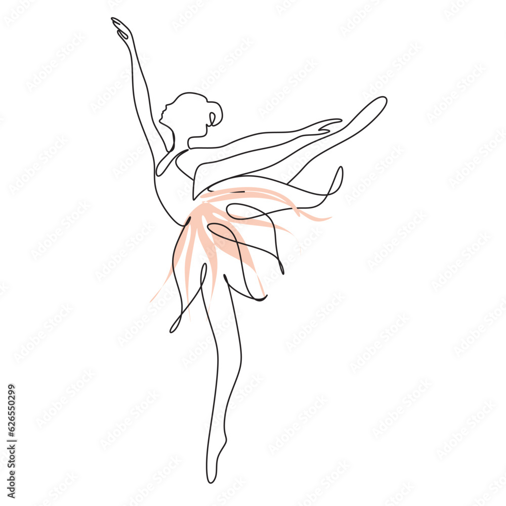 Ballerina Print one line. Line Art. Minimalist art.Vector. Stock Vector ...