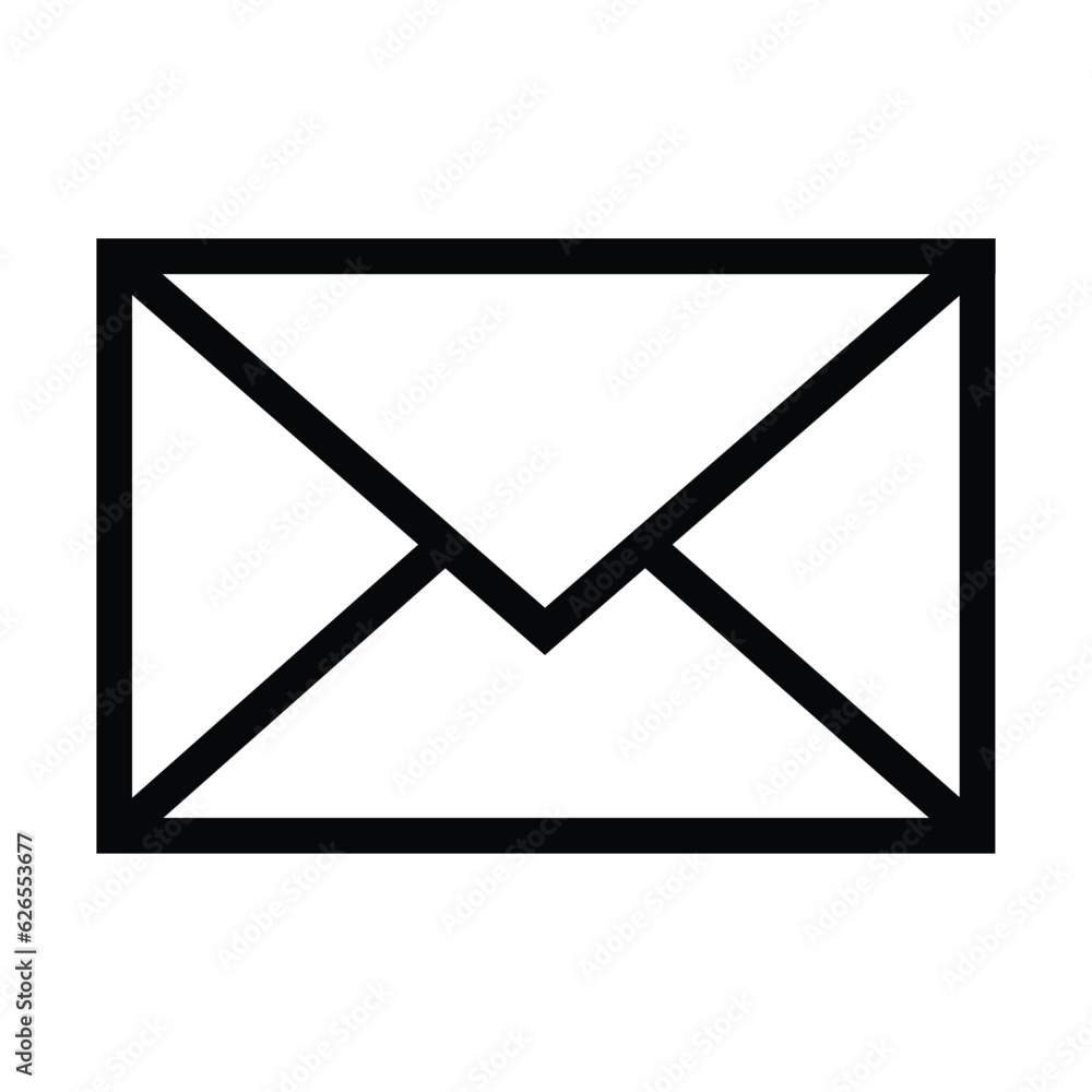 vector illustration of mail icon or simple inbox message in black and ...