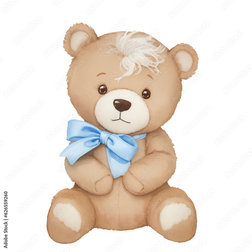 Vintage Blue Teddy Bear Clipart Set - Watercolor Baby Shower, Boy's ...