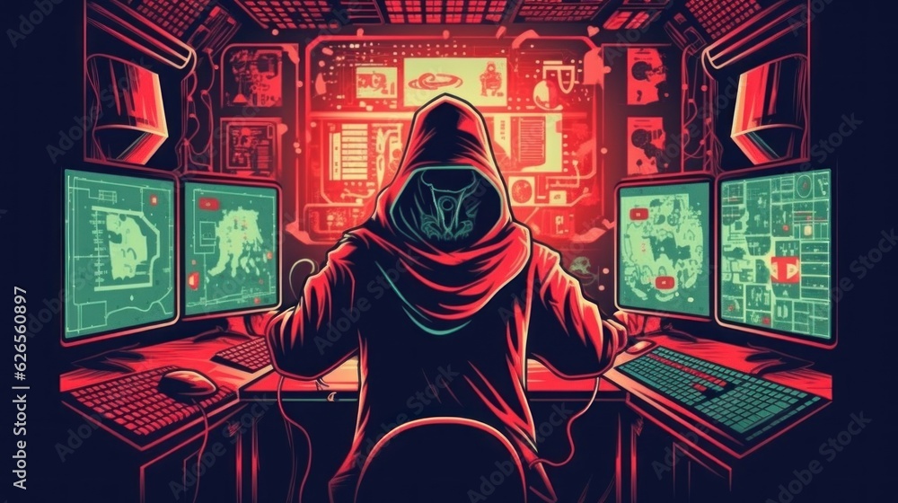 Hacker Abstract Art. Hacker digital cybercrime concept. Hacker in ...