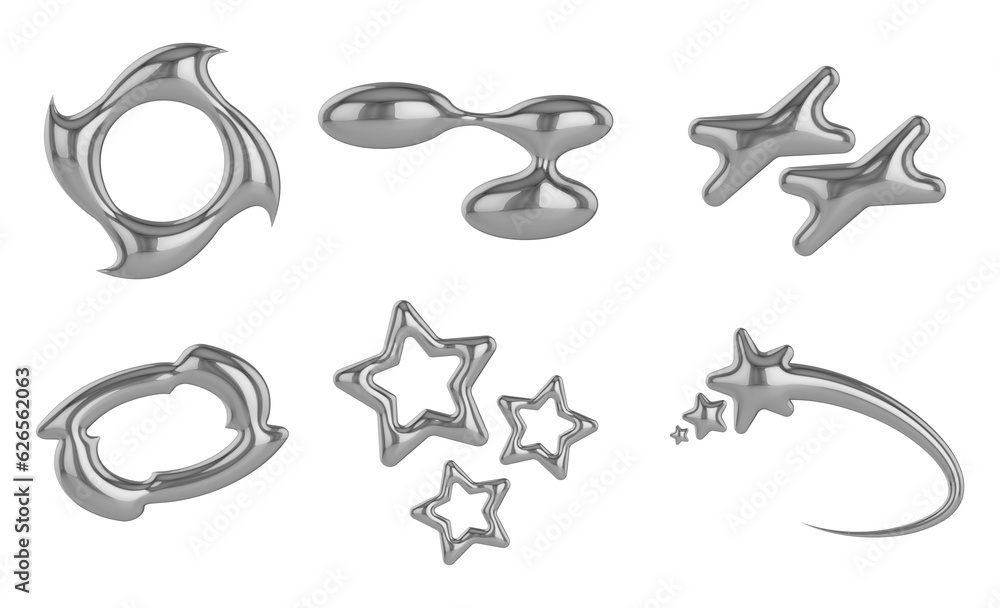 Iron star Y2K icon. Universal 3D shapes for design, projects, posters ...