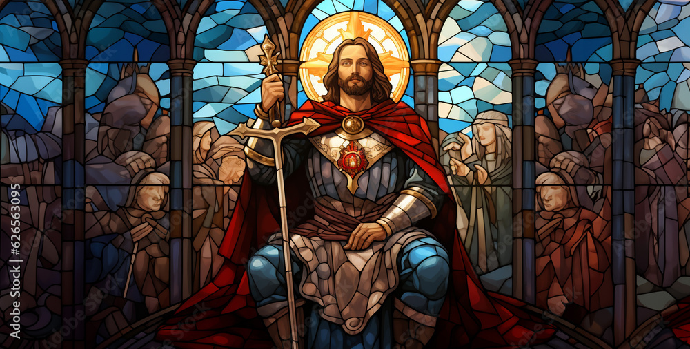 stained glass art style jesus in knights templar armor hd wallpaper ...