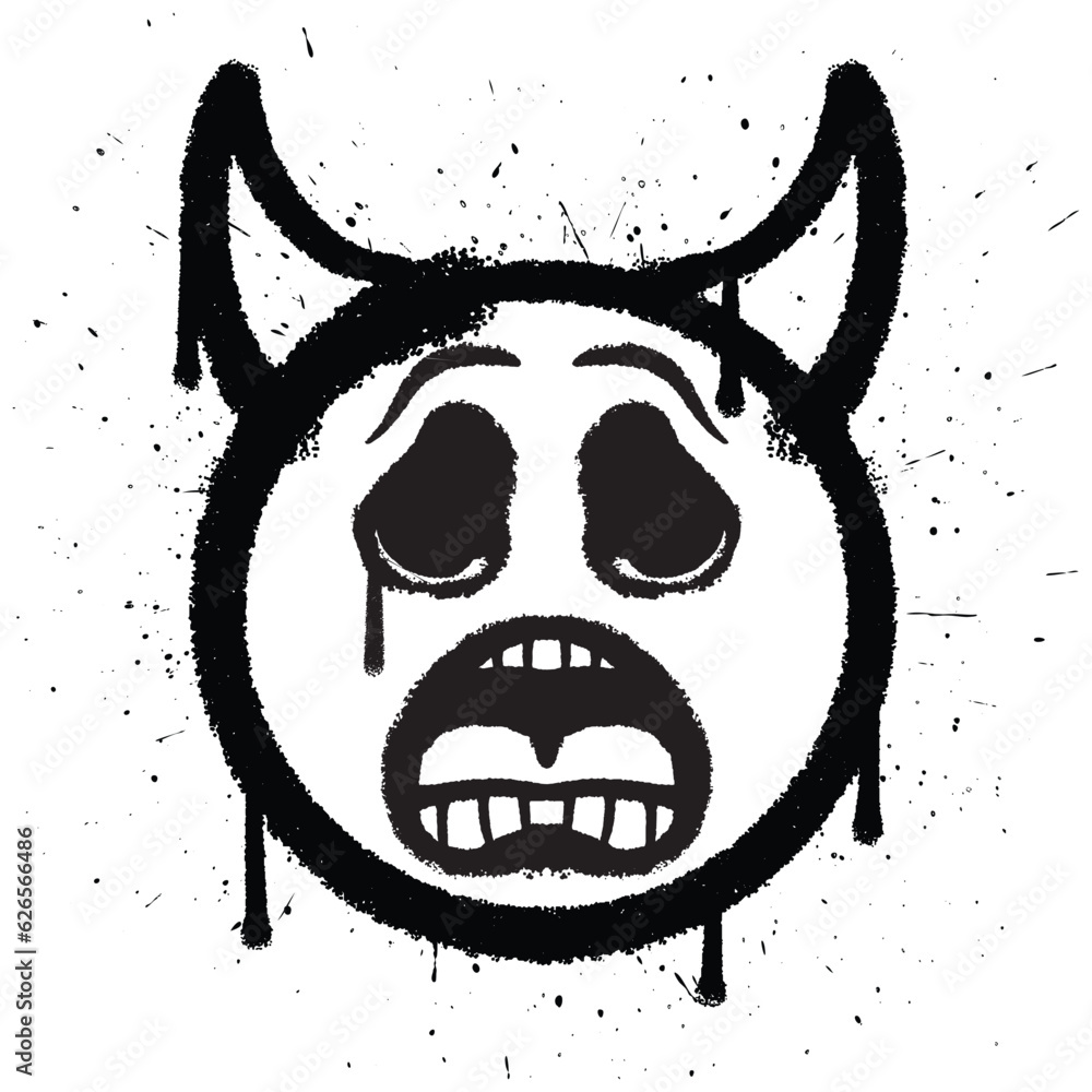 Graffiti spray paint sad devil emoticon isolated vector Stock Vector ...