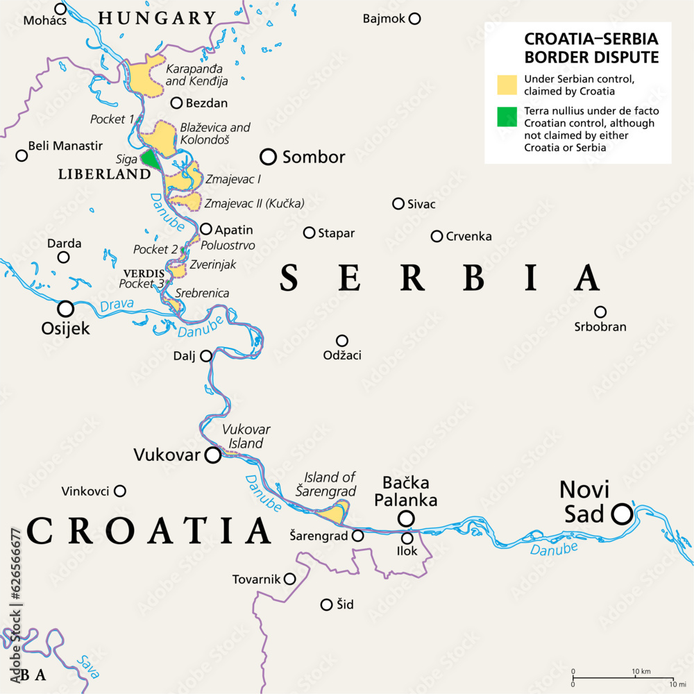 Poster Croatia-Serbia border dispute, political map – Wall Art | UkPosters