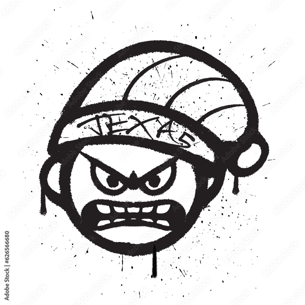 Vector graffiti spray paint angry face man emoticon isolated vector ...