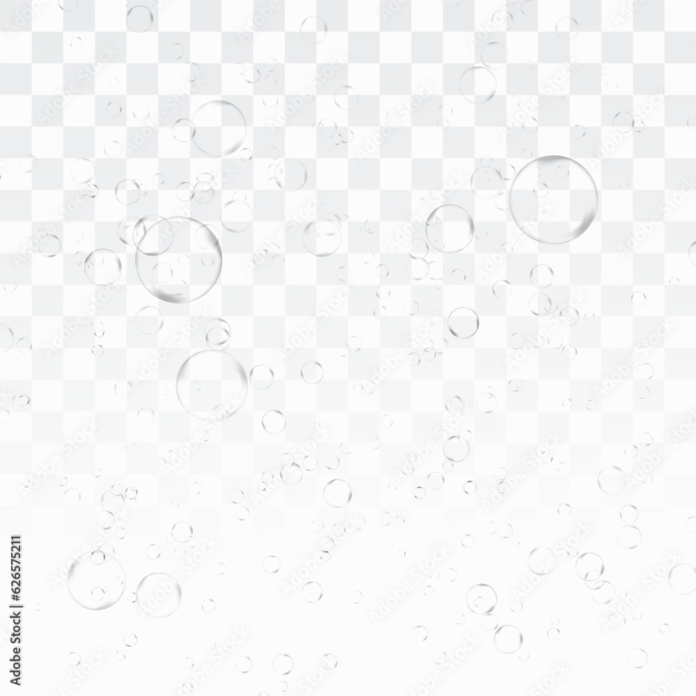 Fizzy gas underwater air bubbles transparent and isolated over ...