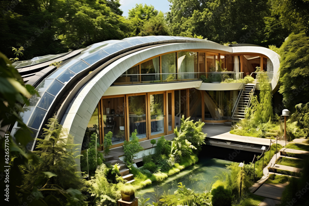 Futuristic eco-house, representing the cutting-edge architecture of ...