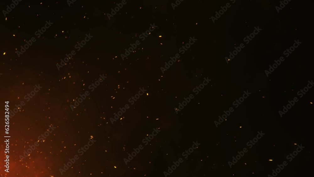 4K Fire particles Burning red hot sparks, Fire Glowing Particles on ...