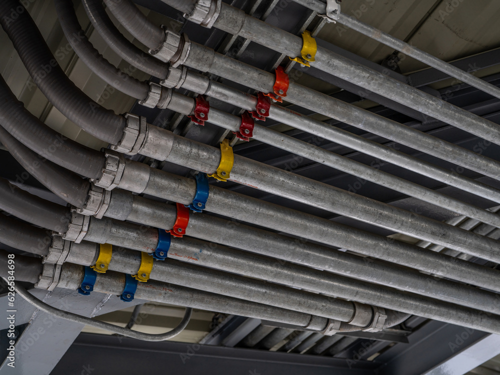 Foto de Electrical conduit system and tube of electric cable installed ...