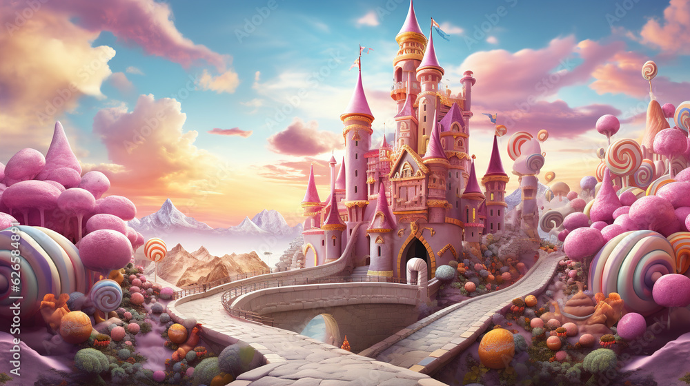 "Candyland Castle" A whimsical Halloween wallpaper depicting a candy ...