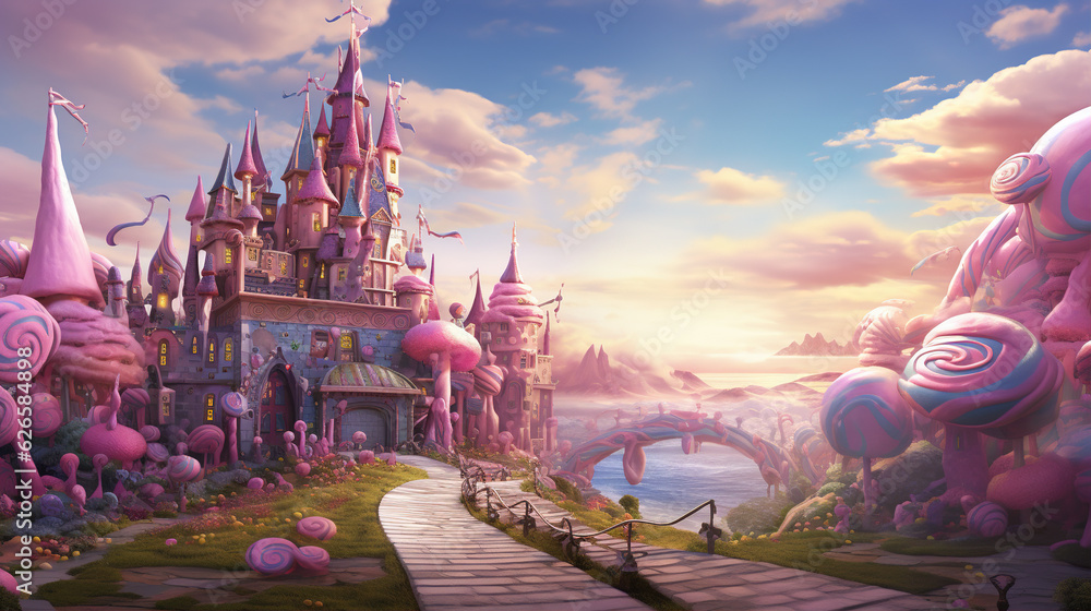 "Candyland Castle" A whimsical Halloween wallpaper depicting a candy ...